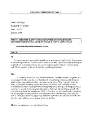 C970 Task1 - Task 1, assignment part, not lesson plan - A. Identify one ...