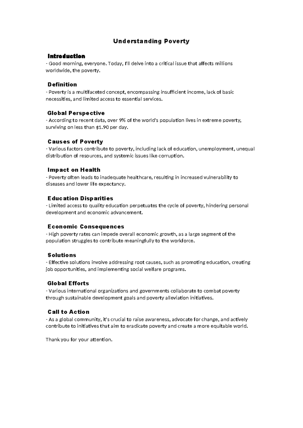 Understanding Poverty - Understanding Poverty Introduction Good morning ...