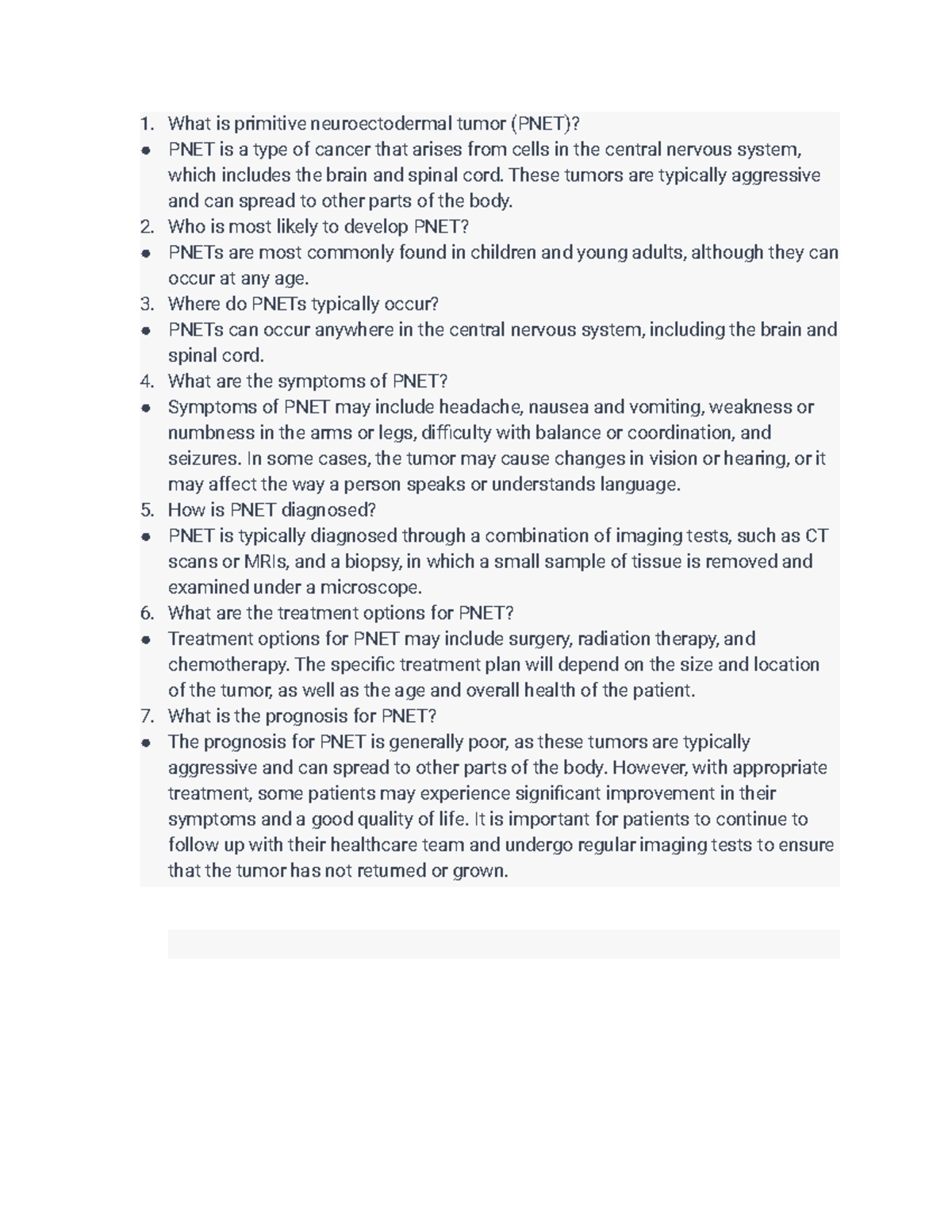 PNET essay 2023 study guide - What is primitive neuroectodermal tumor ...