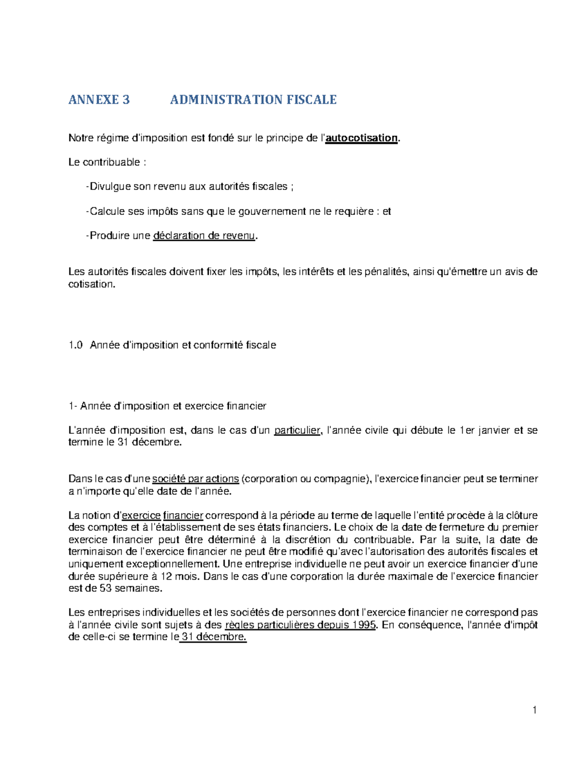 DOC2 Administration - Note de cours - ANNEXE 3 ADMINISTRATION FISCALE ...