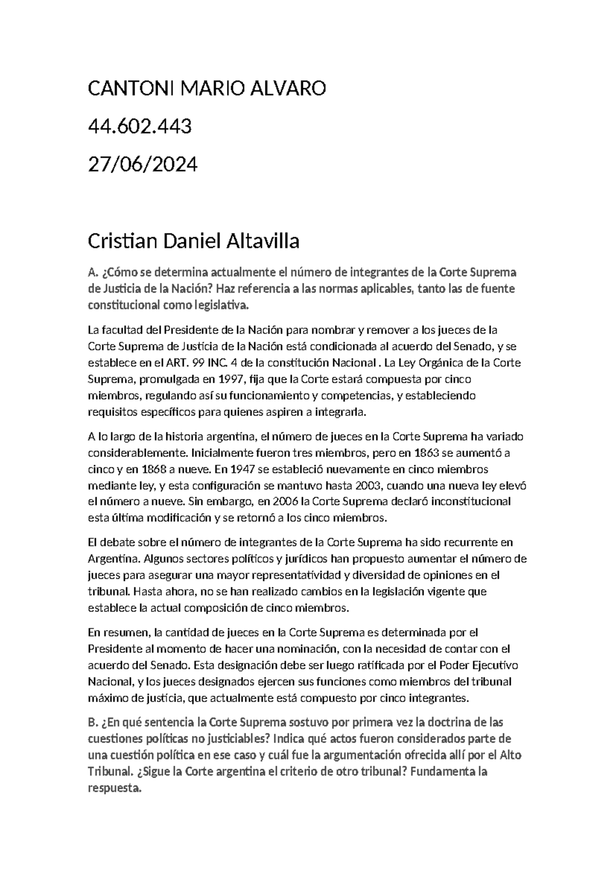 trabajo practico 4 abogacía 10/07/24 - CANTONI MARIO ALVARO 44. 27/06 ...
