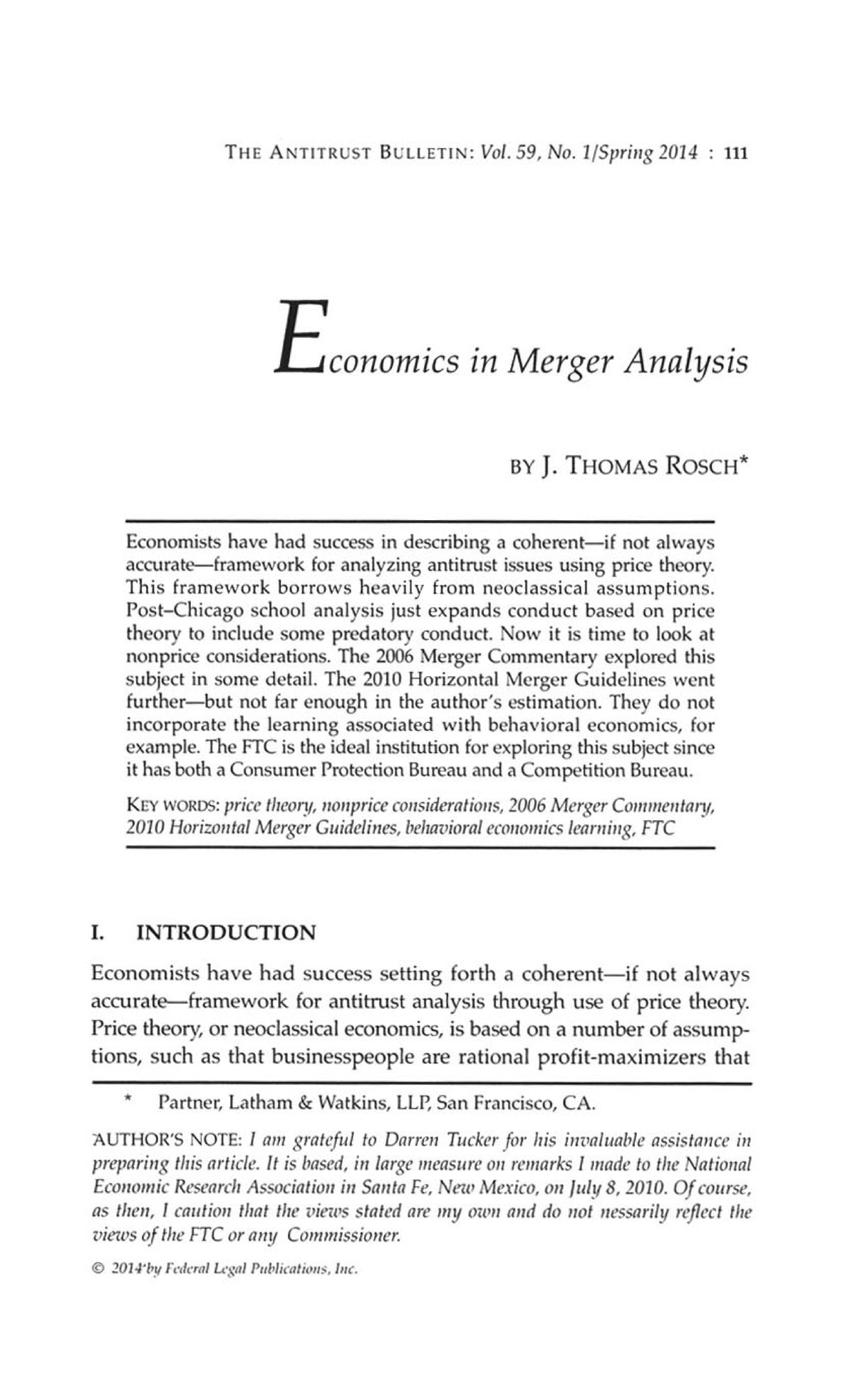 Economics in merger analysis - Forms in Academic English - Studocu