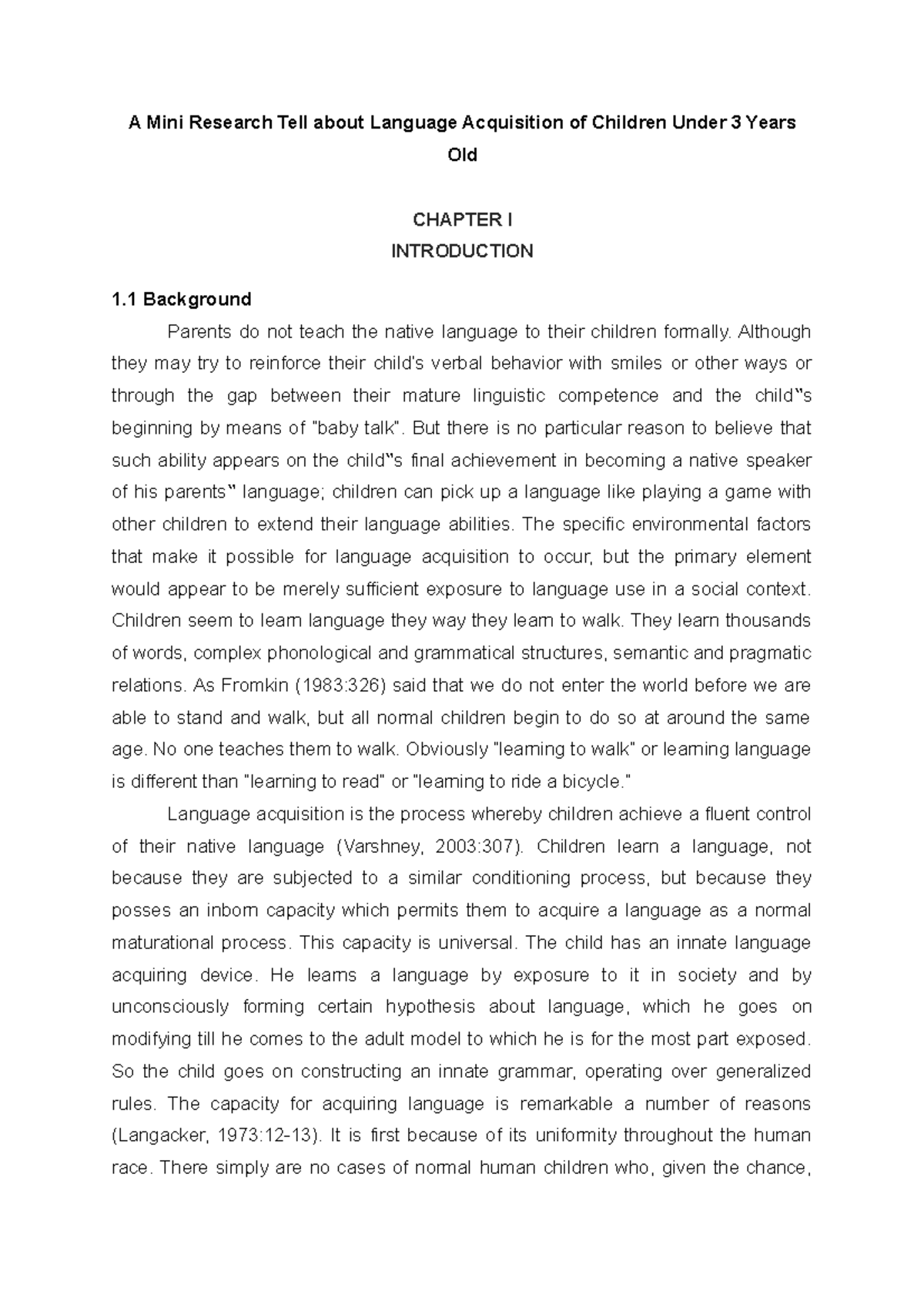 A Mini Research Tell about Language Acquisition of Children Under 3 ...