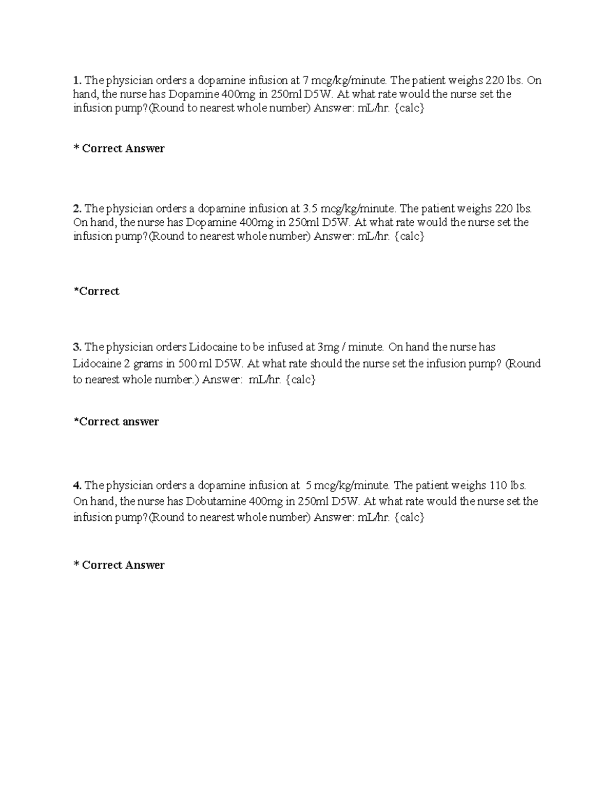 DA Practice - Dimensional Analysis - The physician orders a dopamine ...
