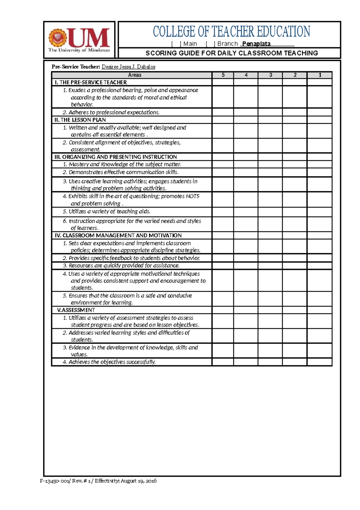 1-Daily Classroom Teaching Scoring Sheet-converted - COLLEGE OF TEACHER ...