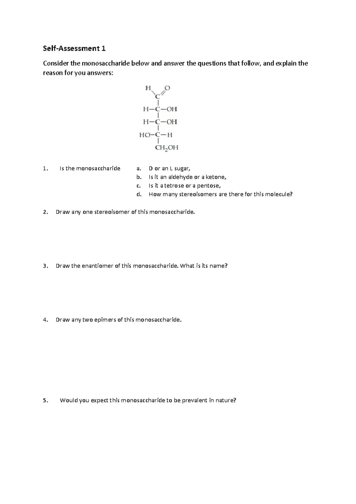 Self Assessments 1-3 - Self assesment - Self-Assessment 1 Consider the ...