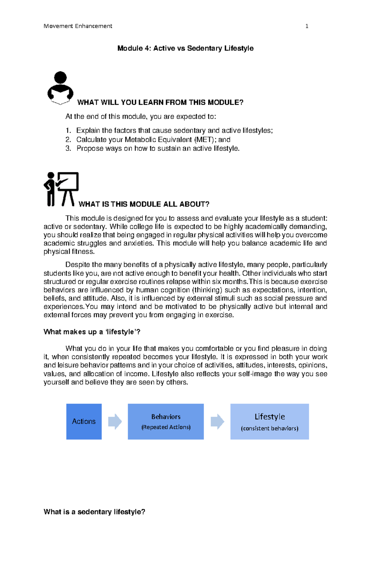 Active and Sedentary Lifestyle 0 - Module 4: Active vs Sedentary ...