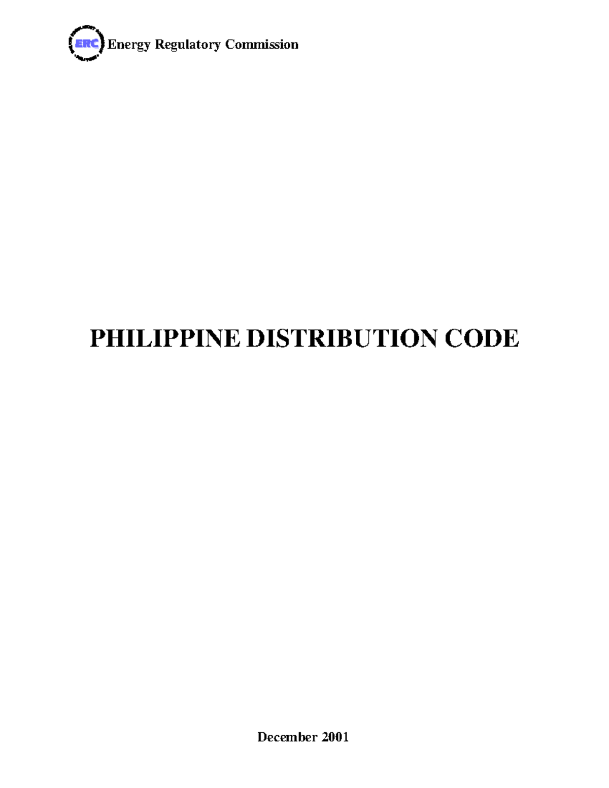 PDC - laws - Energy Regulatory Commission PHILIPPINE DISTRIBUTION CODE ...