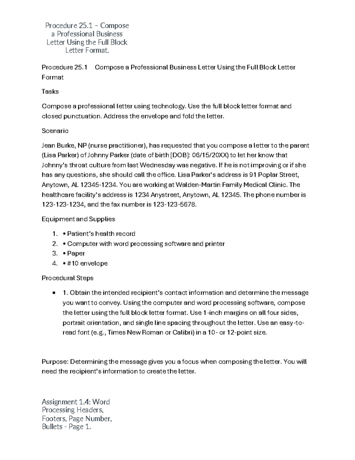 Document 1 - a Professional Business Letter Using the Full Block Letter ...