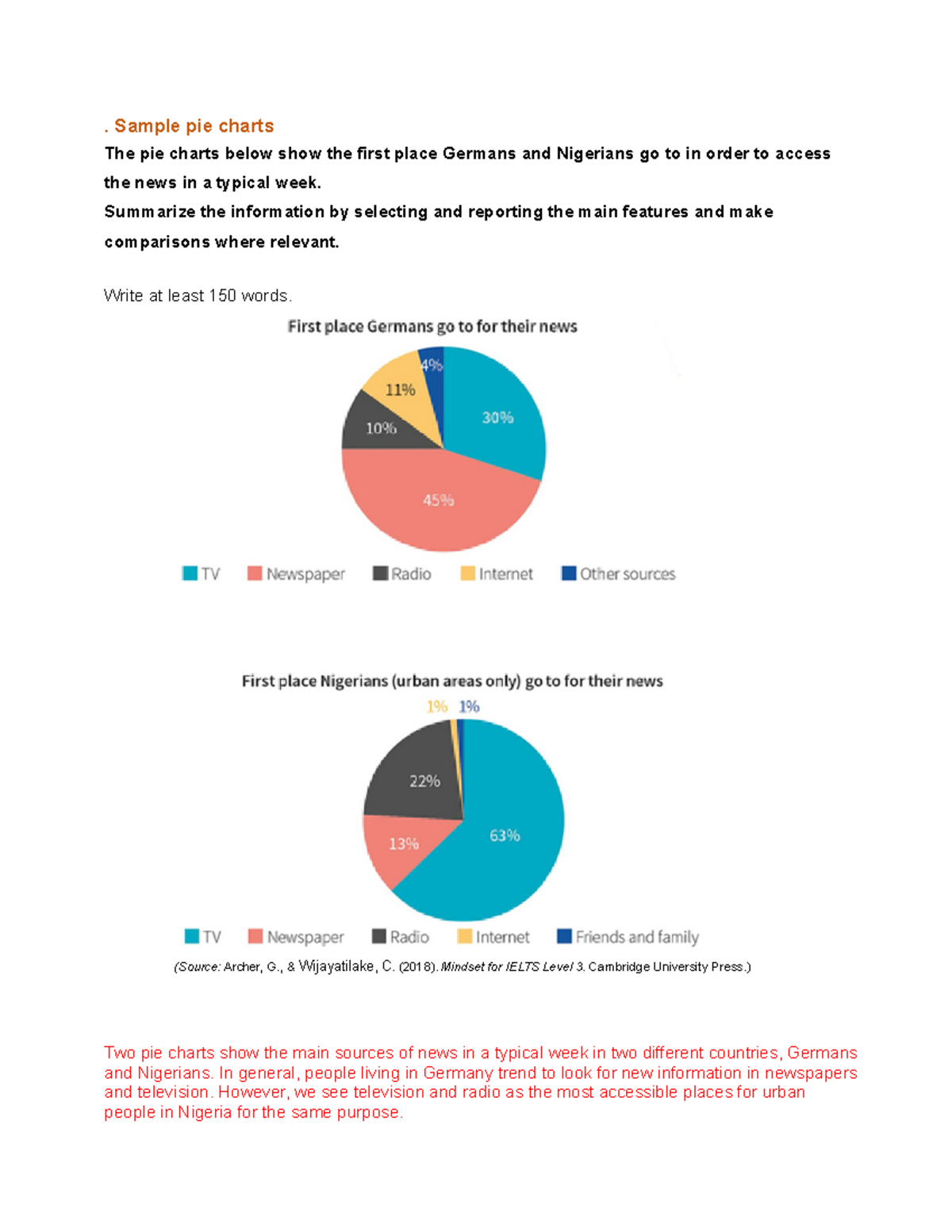 Writing 1 - anh van tong quat - . Sample pie charts The pie charts ...