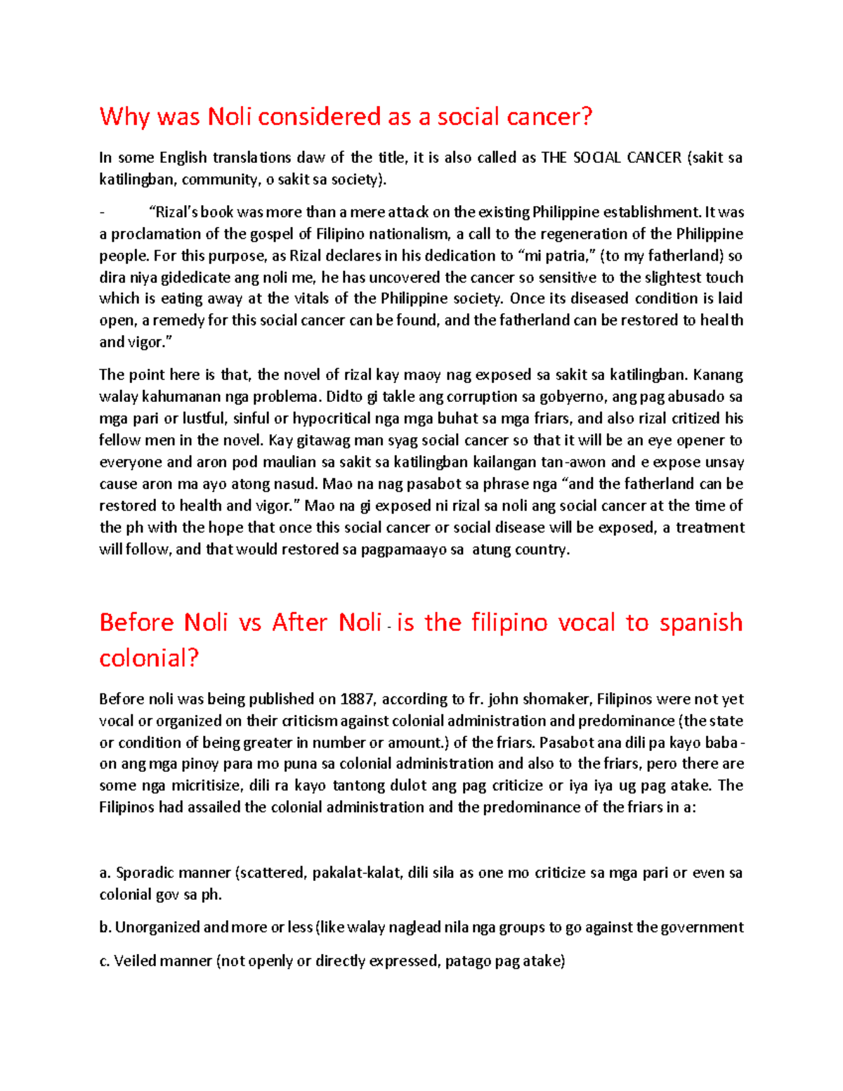 Final oral recitation in The Life and Works of Jose Rizal - Why was ...