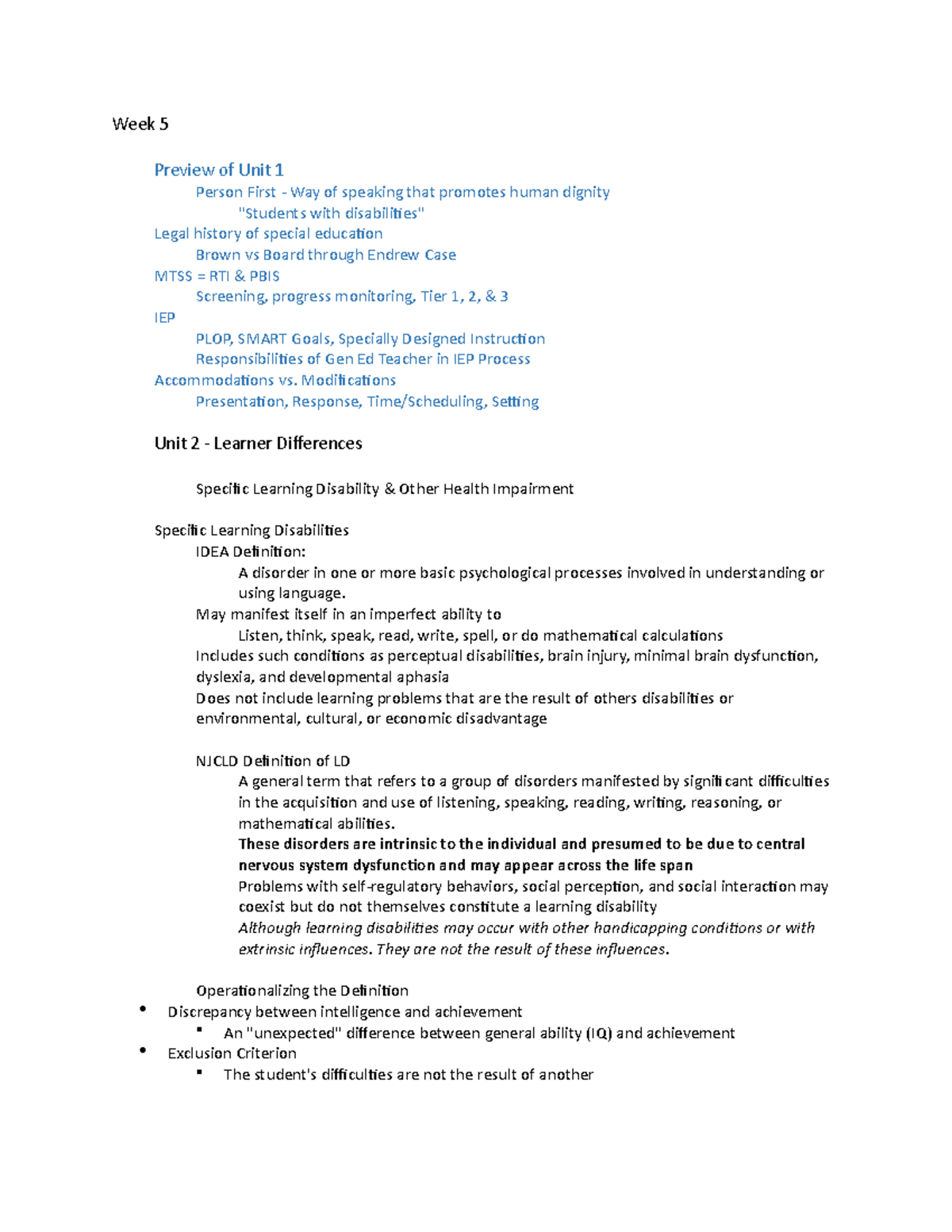 Week 5 - Weekly Lecture notes w Professor Vostal - Week 5 Preview of ...