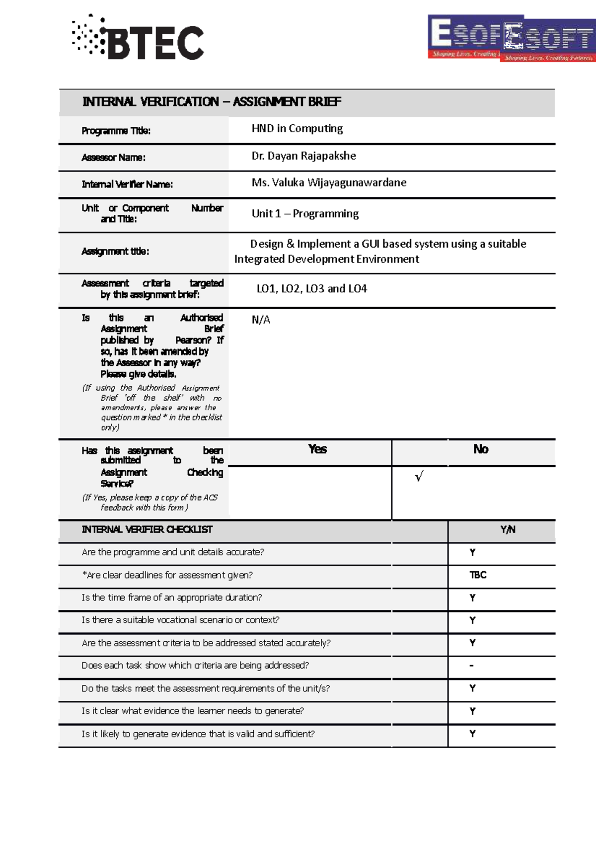 1601888167708 Unit 01 Programming Internal Verification Assignment Brief Programme Title