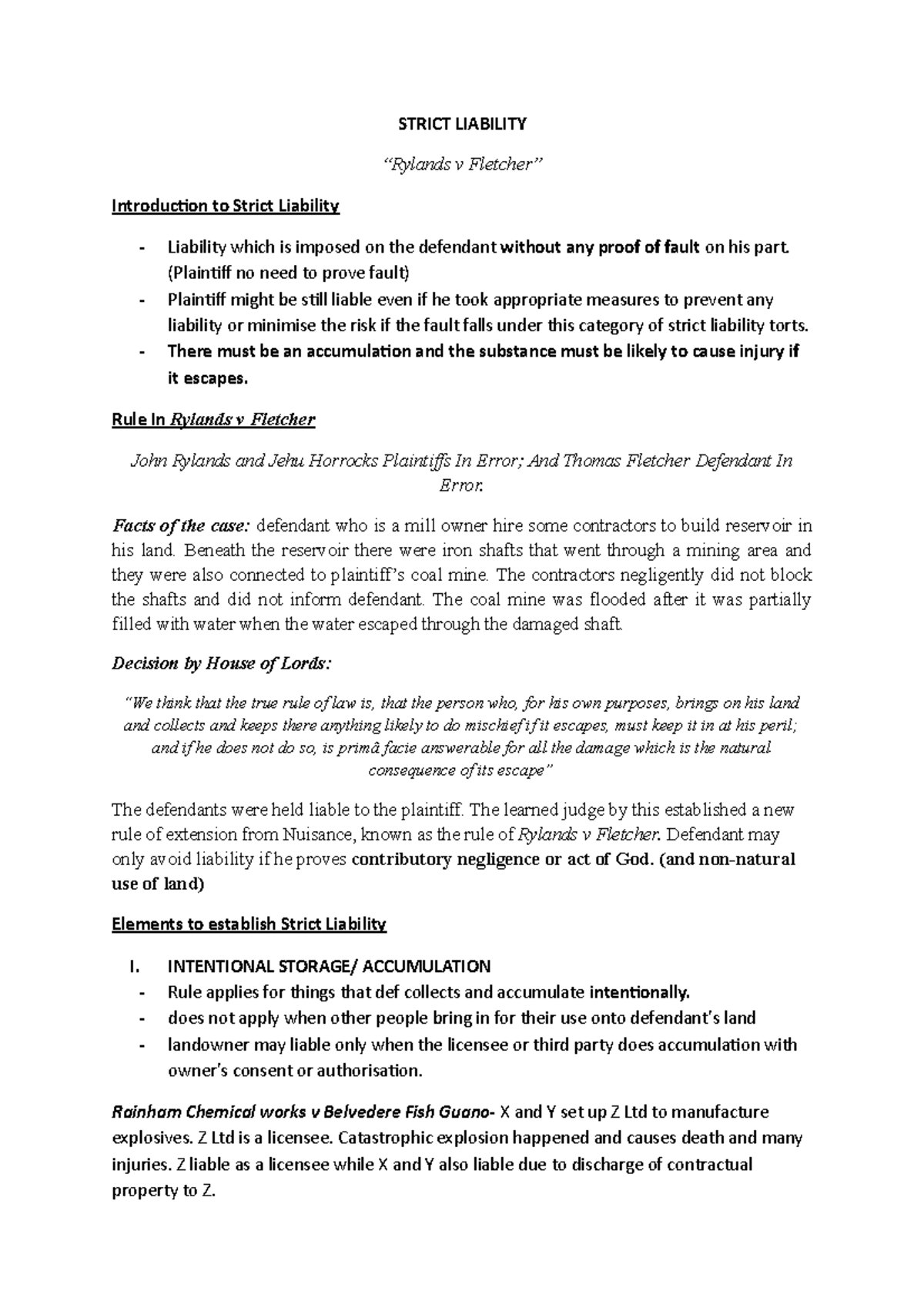 6. Strict Liability - Summary Law of Torts in Malaysia - STRICT ...