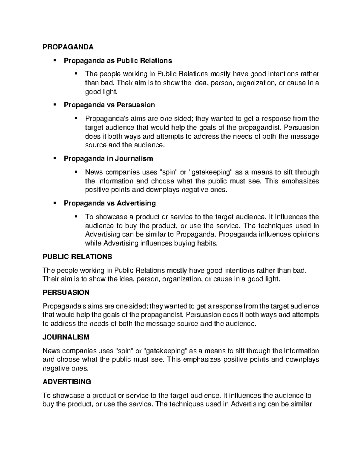 Propaganda - Lecture notes 1 - PROPAGANDA Propaganda as Public ...
