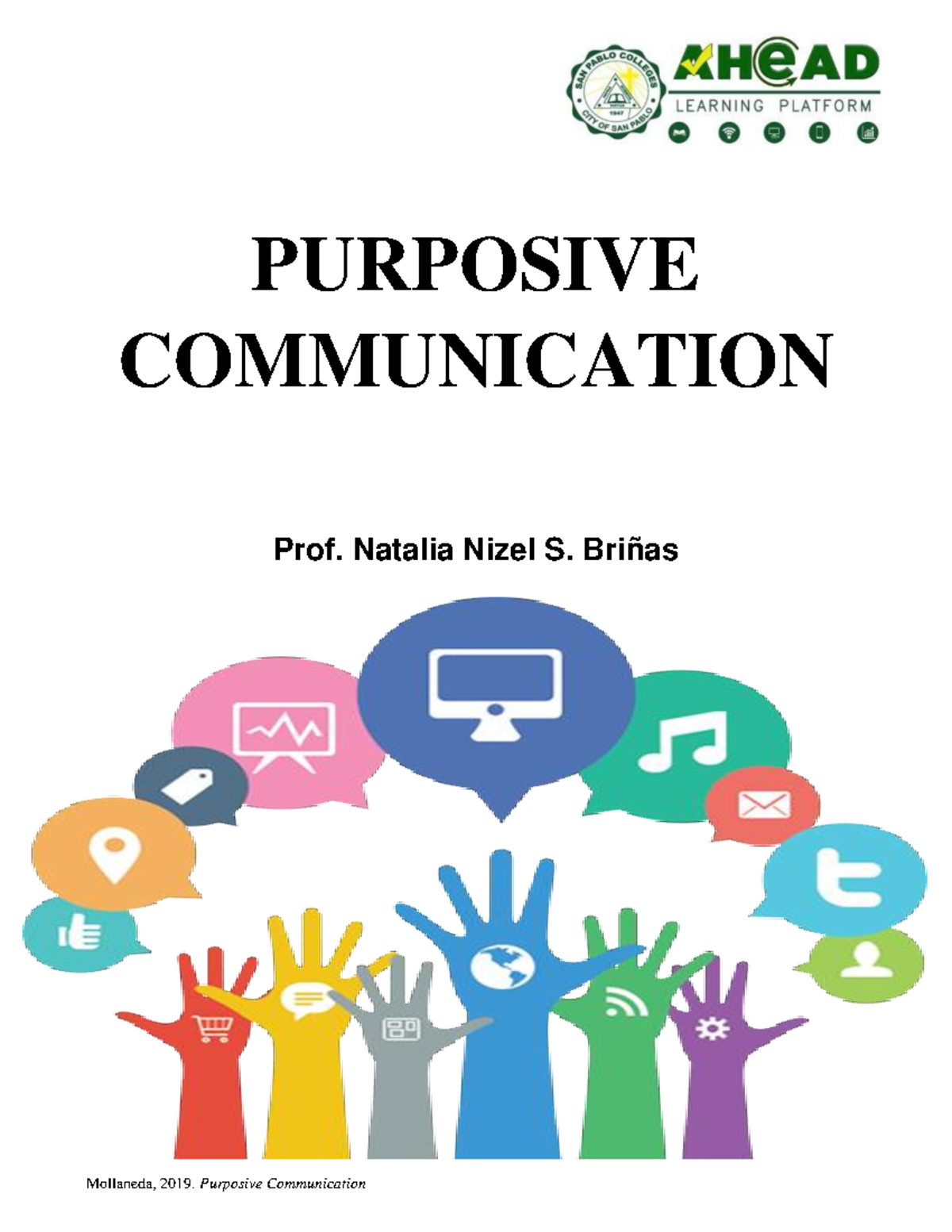 PC lesson 1 Final - lecture notes - Mollaneda, 2019. Purposive ...