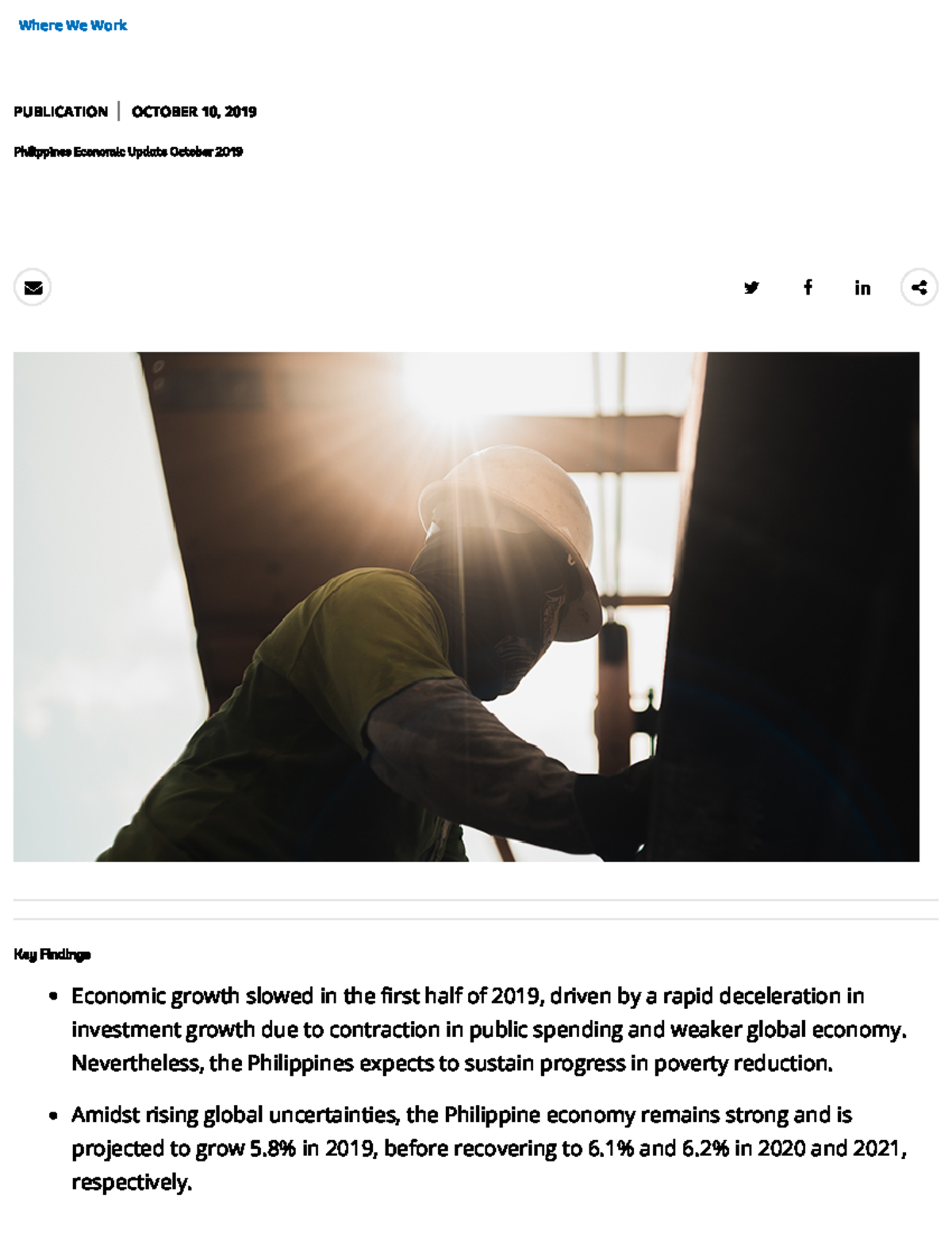 Philippines Economic Update October 2019 - PUBLICATION OCTOBER 10, 2019 ...