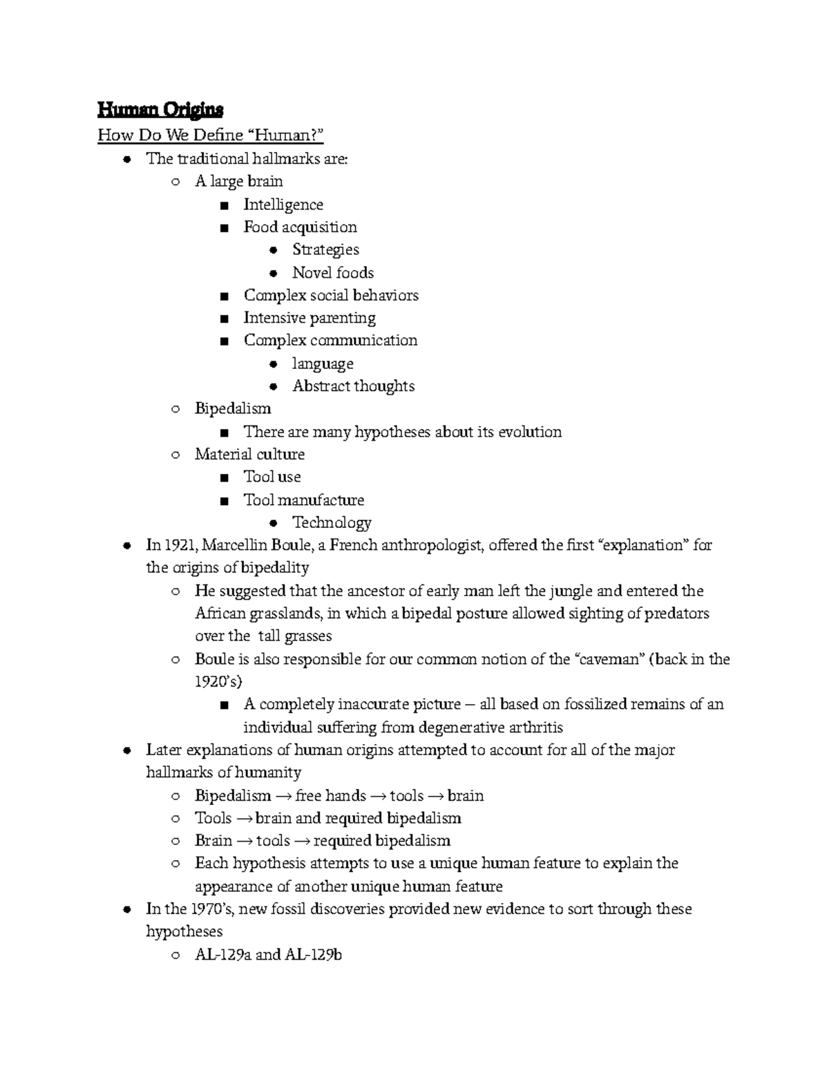 Modeling Human Origins - Human Origins How Do We Deüne