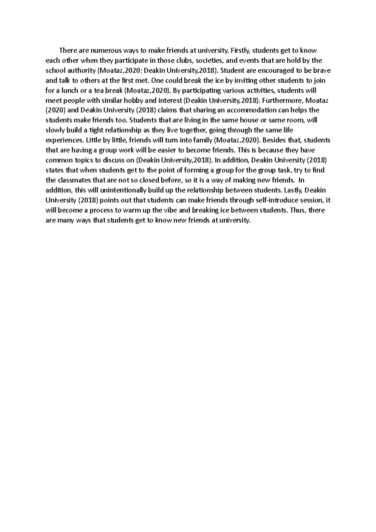 Synthesis Test - There are numerous ways to make friends at university ...