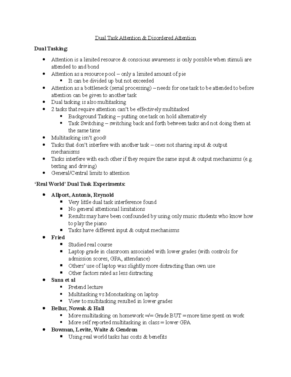 Dual Task Attention & Disordered Attention - Dual Task Attention ...