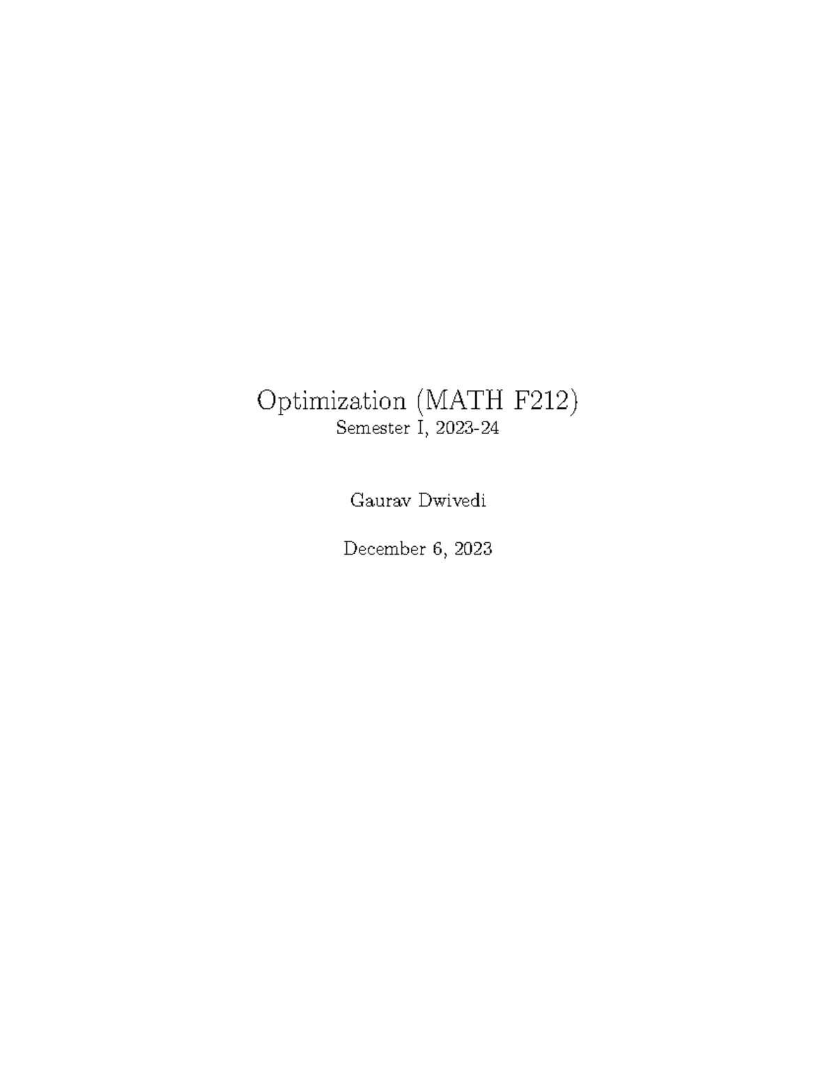 MATH F212 - Lecture notes of teacher - Optimization (MATH F212 ...