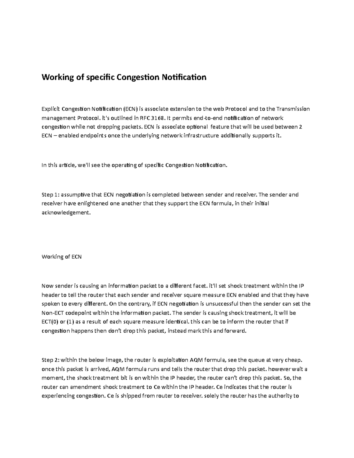 Working Of Specific Congestion Notification It S Outlined In Rfc 3168 It Permits End To End