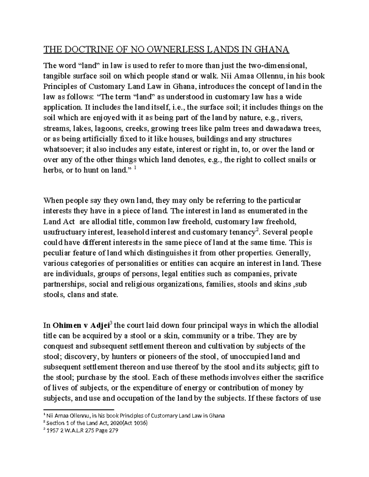 Doctrine OF NO Ownerless Lands IN Ghana Yvonne - THE DOCTRINE OF NO ...