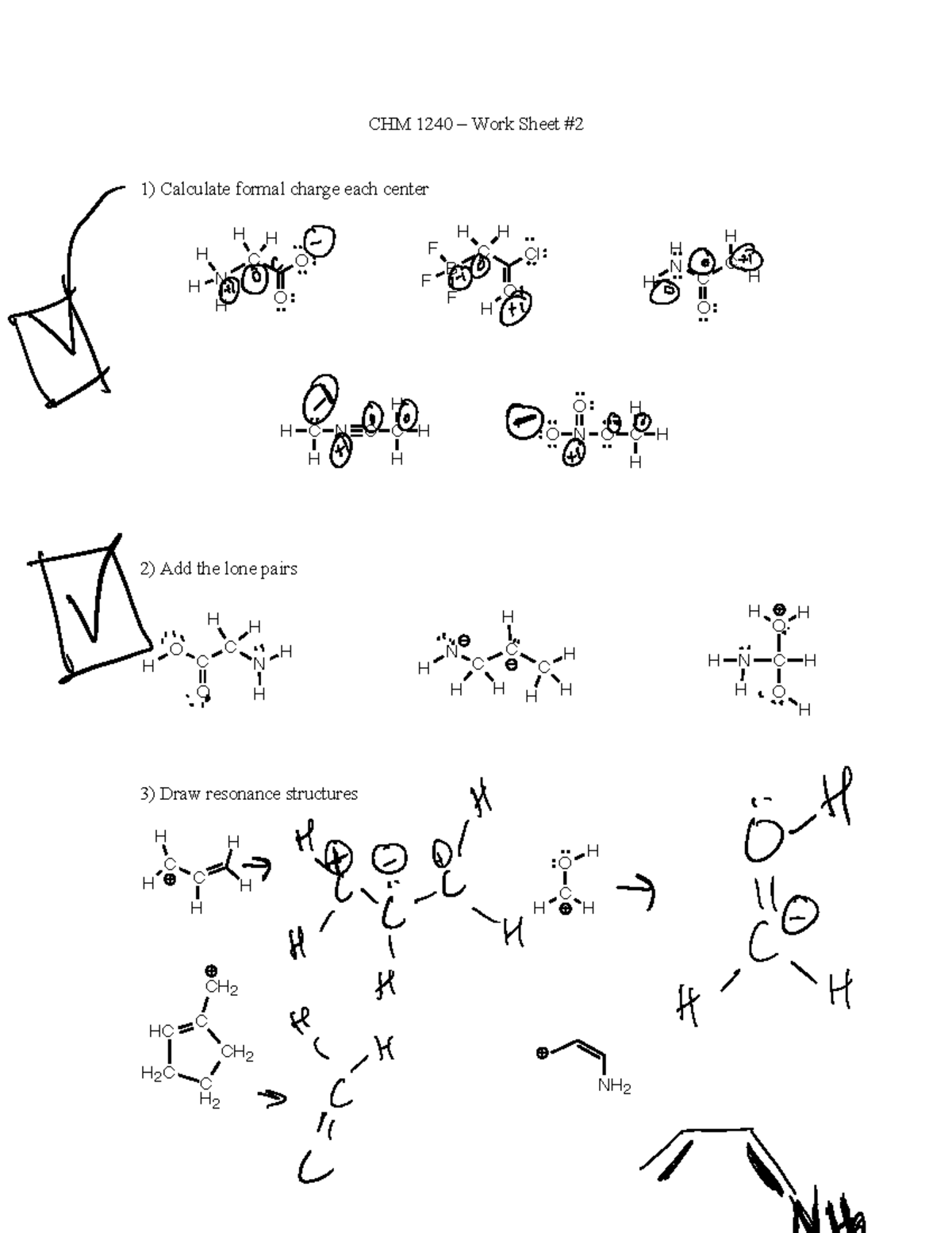 Formal+charge+and+resonance practice - CHM 1240 – Work Sheet ...