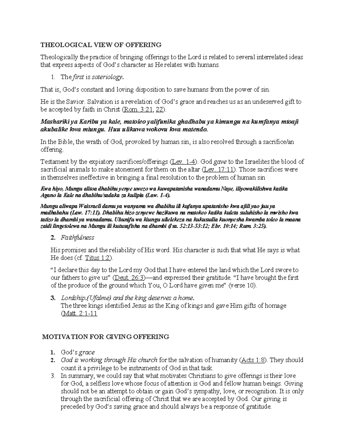 Theological VIEW OF Offering - THEOLOGICAL VIEW OF OFFERING ...