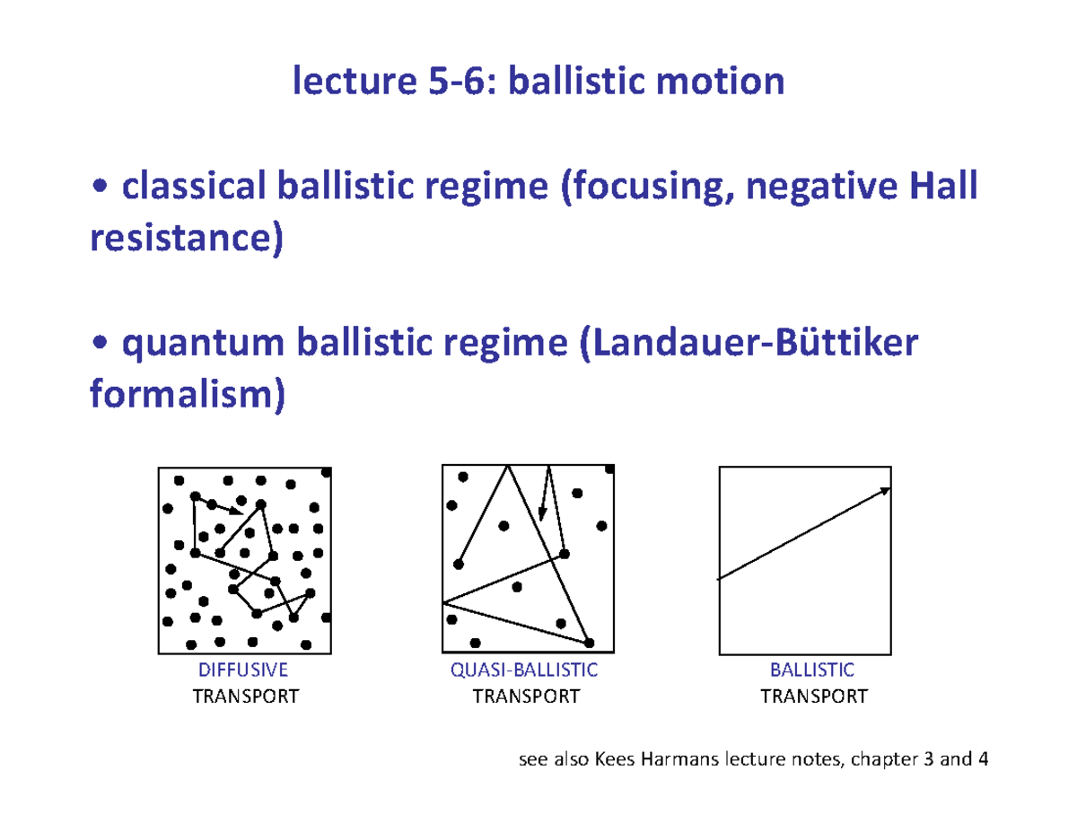 Lecture 5-6 ballistic transport 1 - lecture 5-6: ballistic motion ...