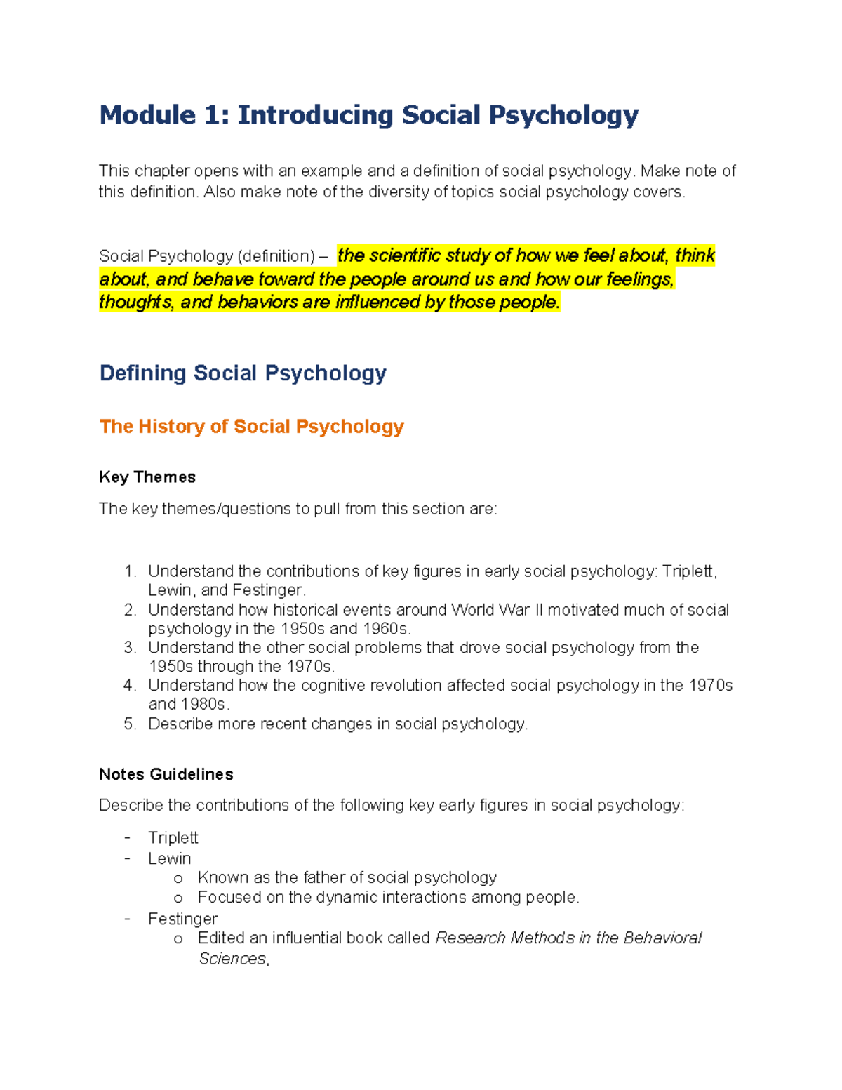 Module 1 the intro to psychology - Module 1: Introducing Social ...