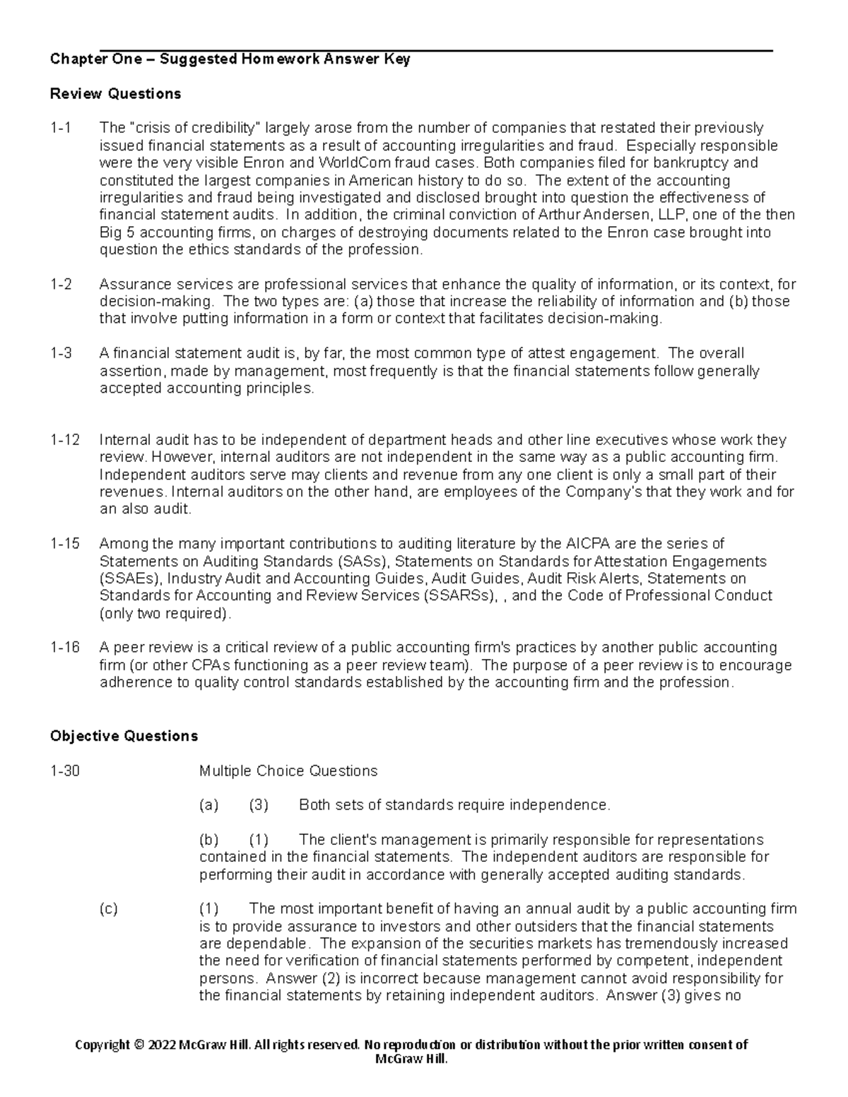 HW Problem Solutions - notes - Chapter One – Suggested Homework Answer ...