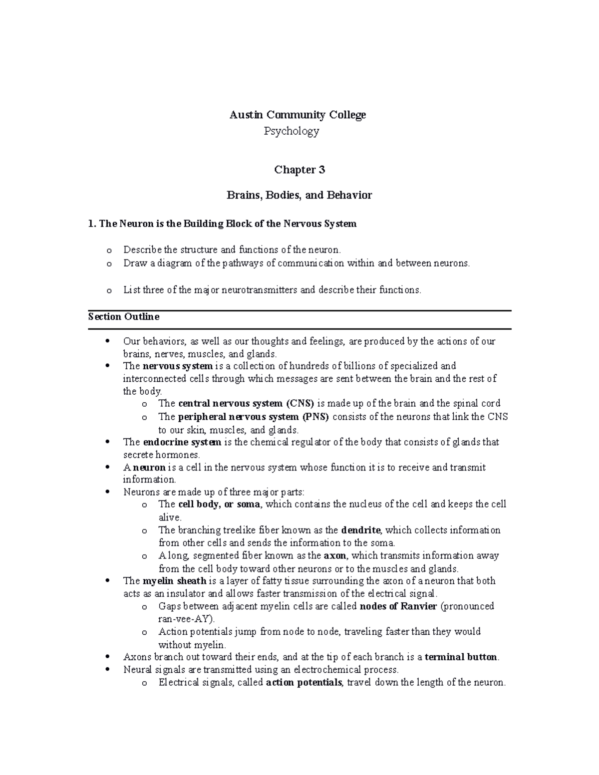 Chapter 3 (Psychology Class) - Austin Community College Psychology ...