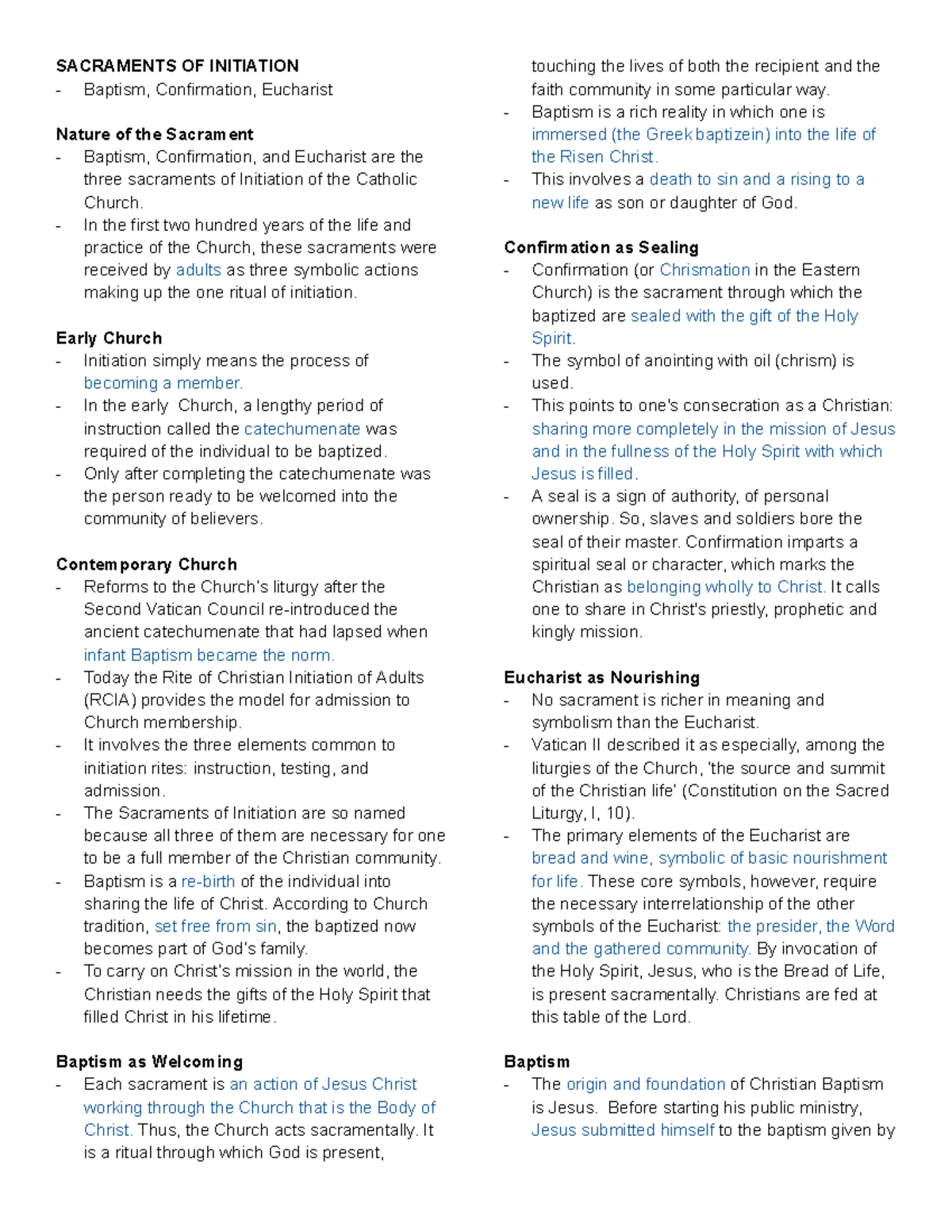 REED 03 - Neo Finals - reed 03 lecture notes - SACRAMENTS OF INITIATION ...