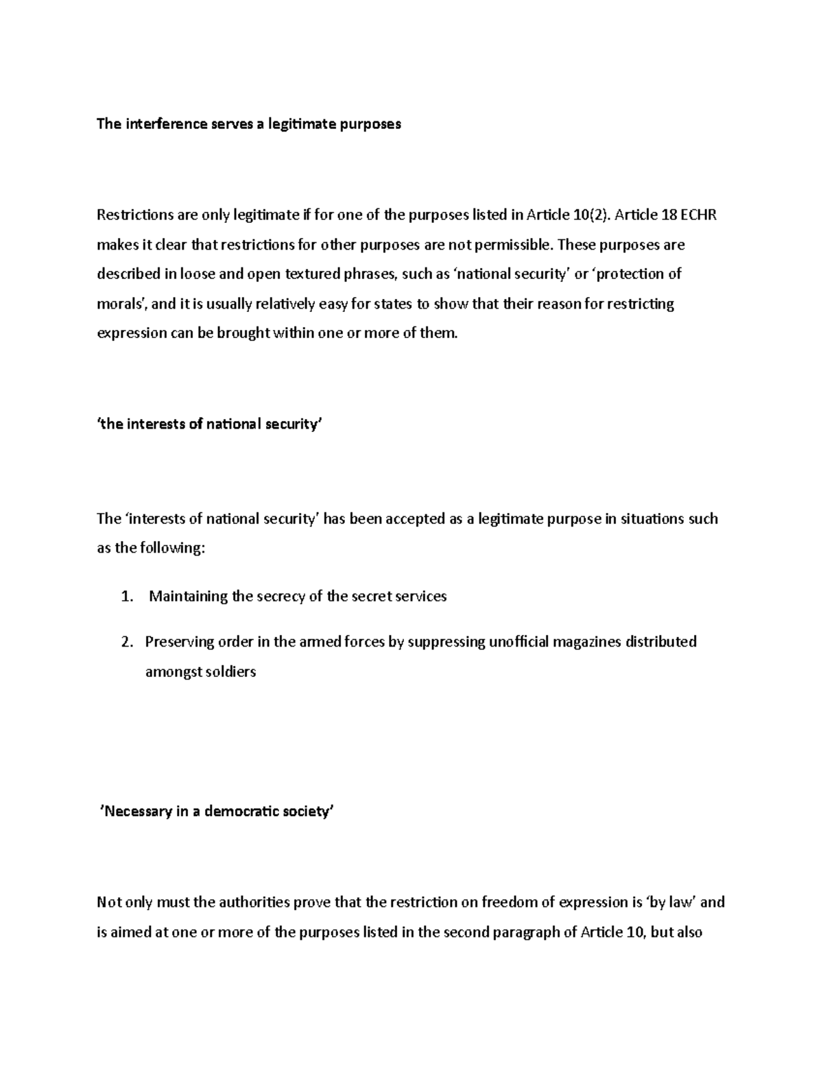 Article 10 Freedom of Expression-The interference - The interference ...