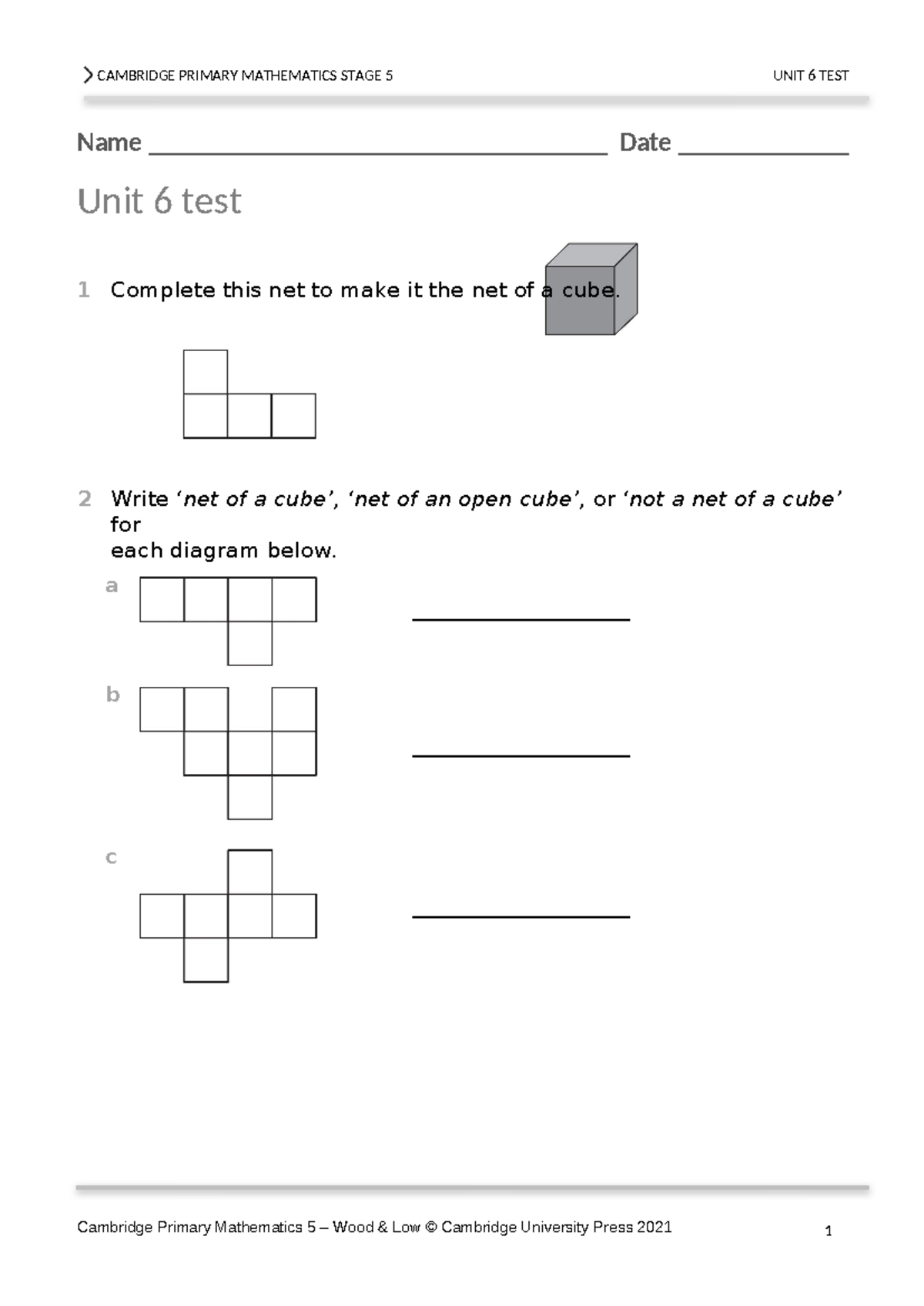 779423166 Prim Maths 5 2ed Tr Unit 6 Test - CAMBRIDGE PRIMARY ...