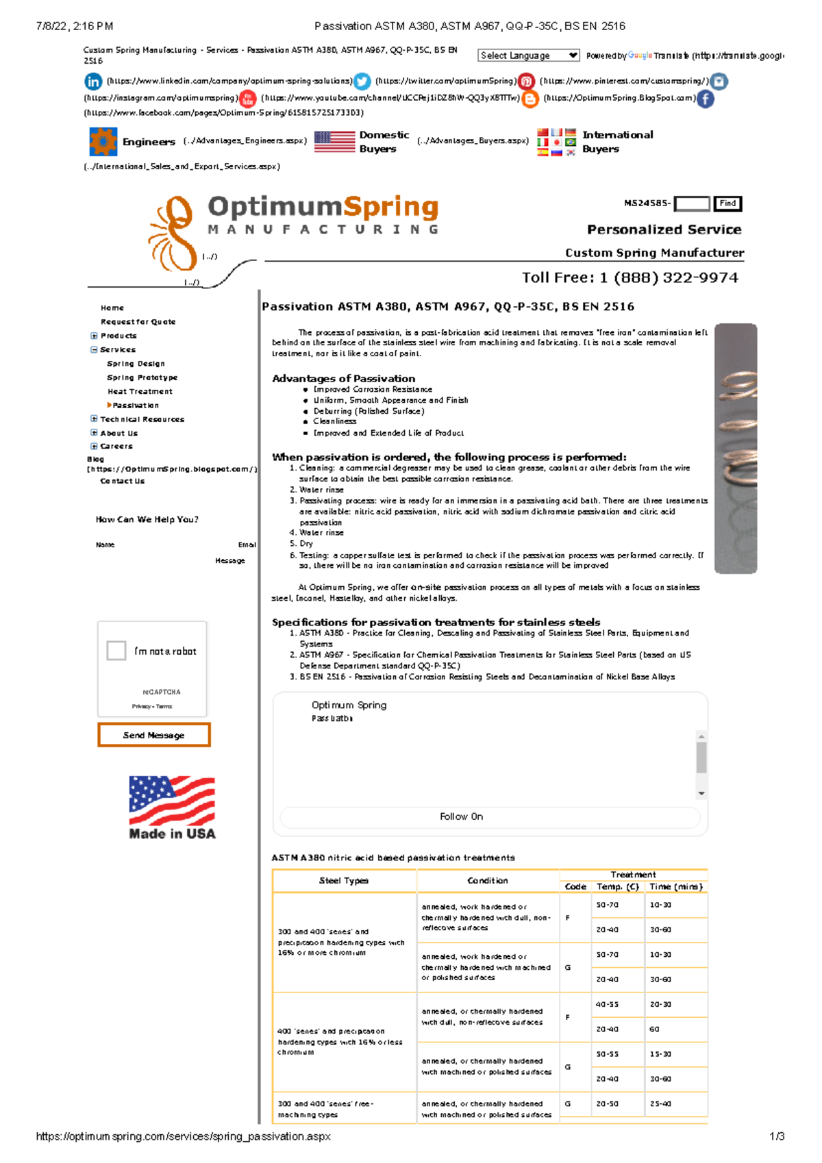 Passivation ASTM A380, ASTM A967, QQ-P-35C, BS EN 2516 - ./Advantages ...