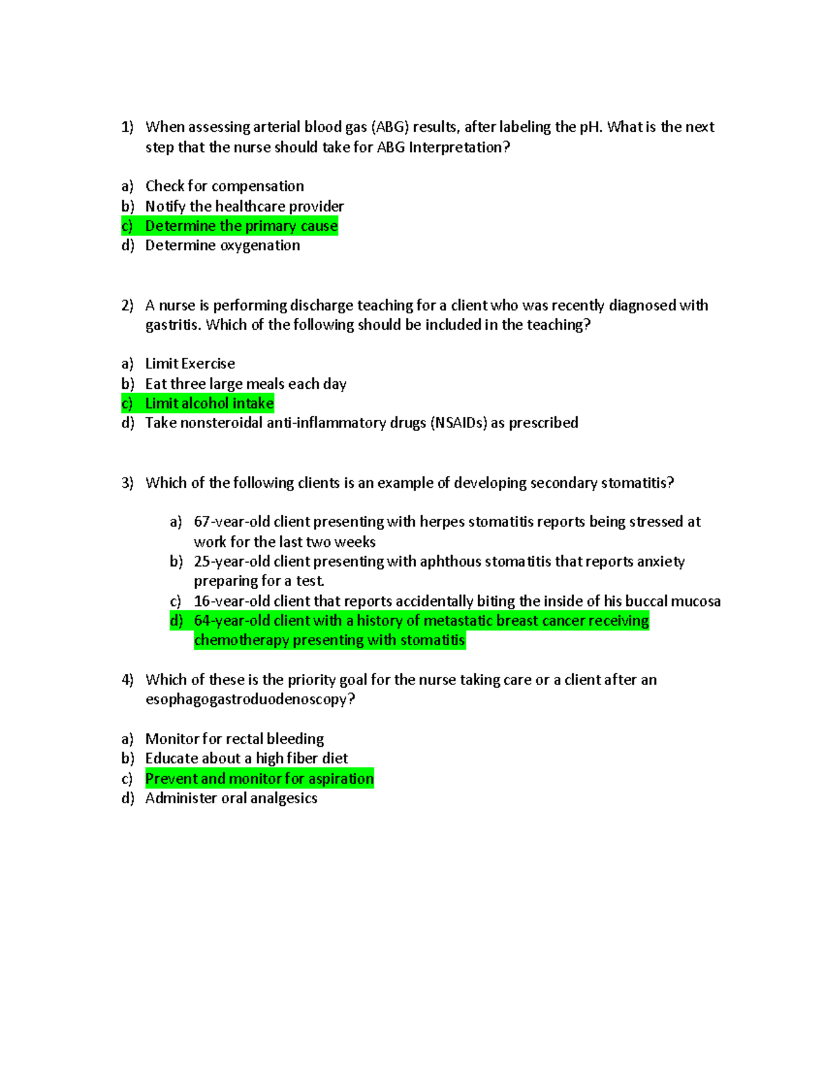 MDC2EXAM2 - mdc 2 exam 2 - When assessing arterial blood gas (ABG ...