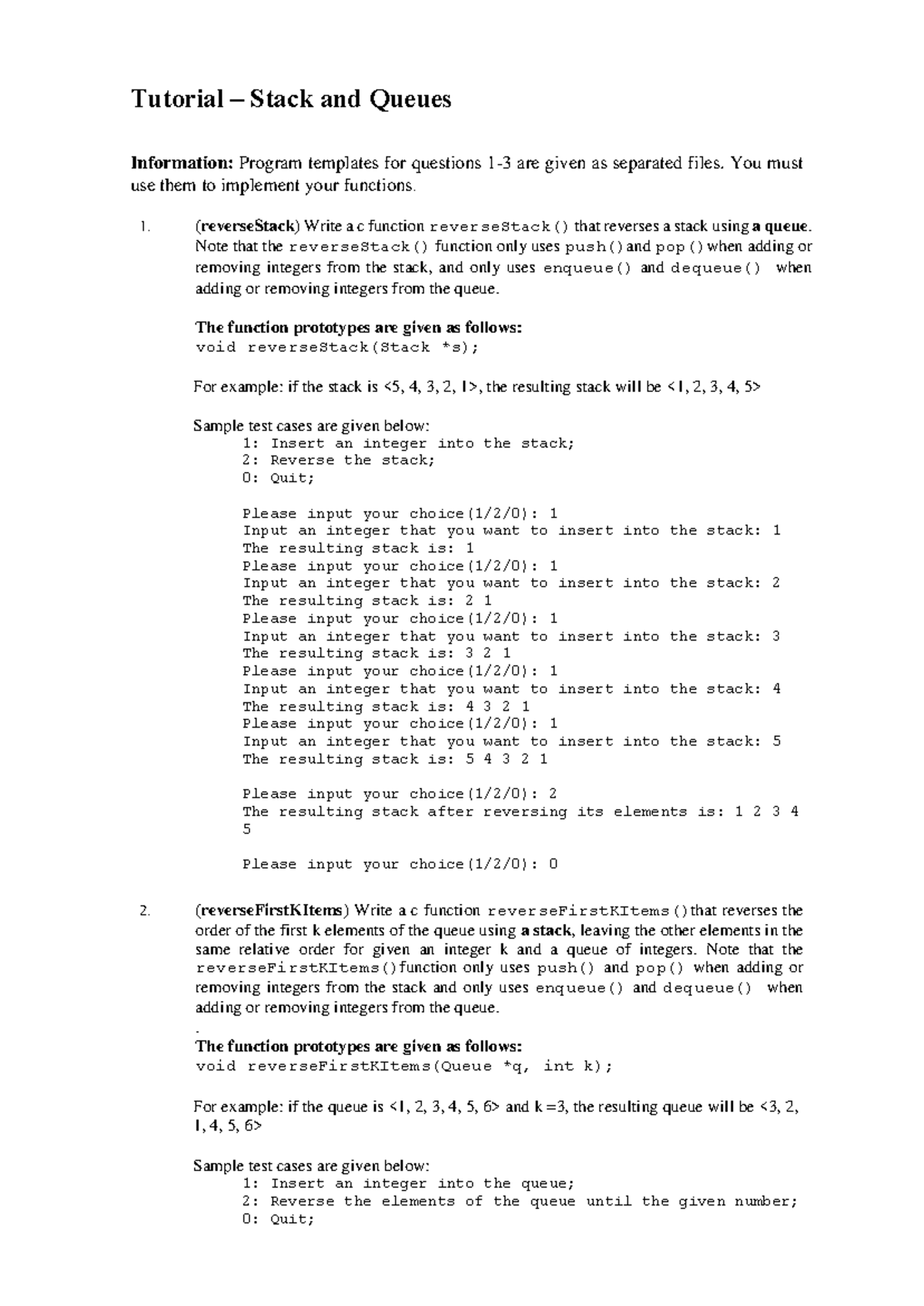 Tutorial Stack and Queues - Tutorial – Stack and Queues Information ...