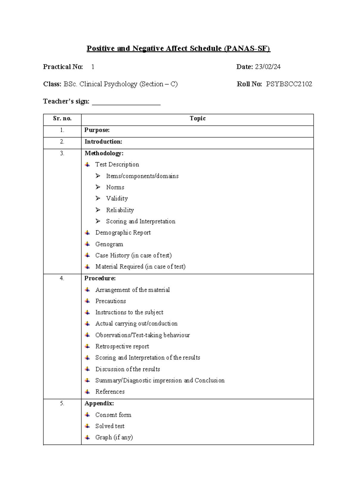Prac 1 Panas - Positive and Negative Affect Schedule (PANAS-SF ...