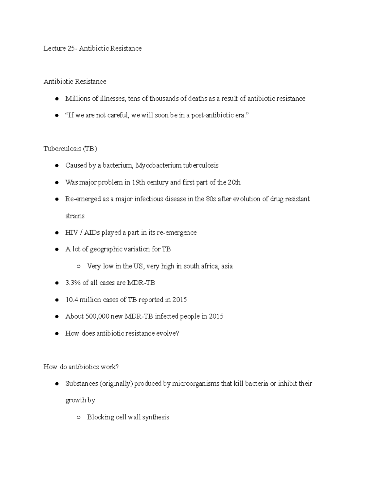 Lecture 25- Antibiotic Resistance - Lecture 25- Antibiotic Resistance ...