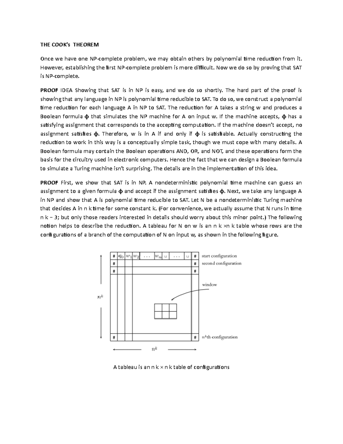 Cooks Theorem in compiler design - THE COOK’s THEOREM Once we have one ...