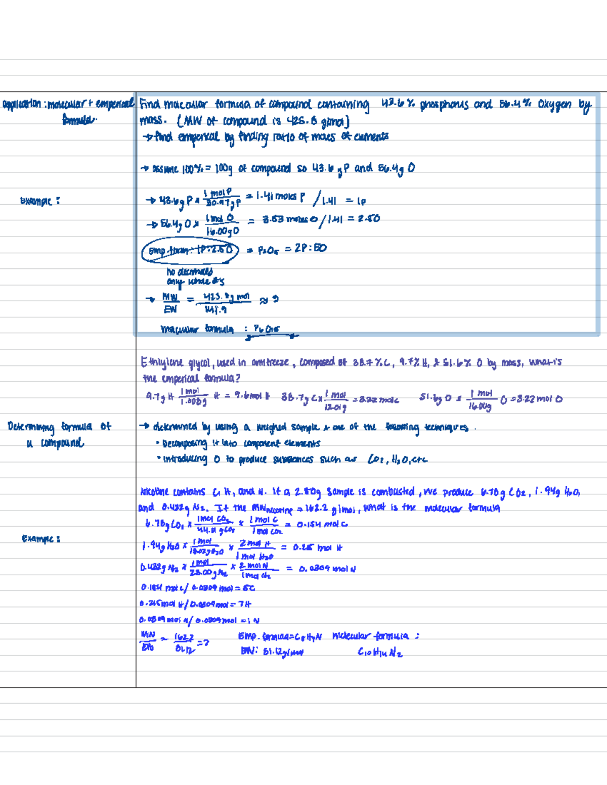 Chemistry Lecture formulas practice - application : molecular 1 ...