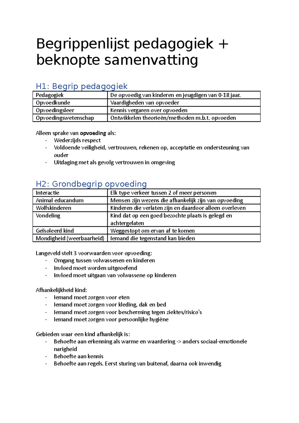 Begrippenlijst Pedagogiek - Opvoedkunde Vaardigheden van opvoeder ...