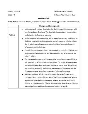 BSCE 2-3 Jimenez Jerico R - Name: Jimenez, Jerico R. Subject: Life and ...