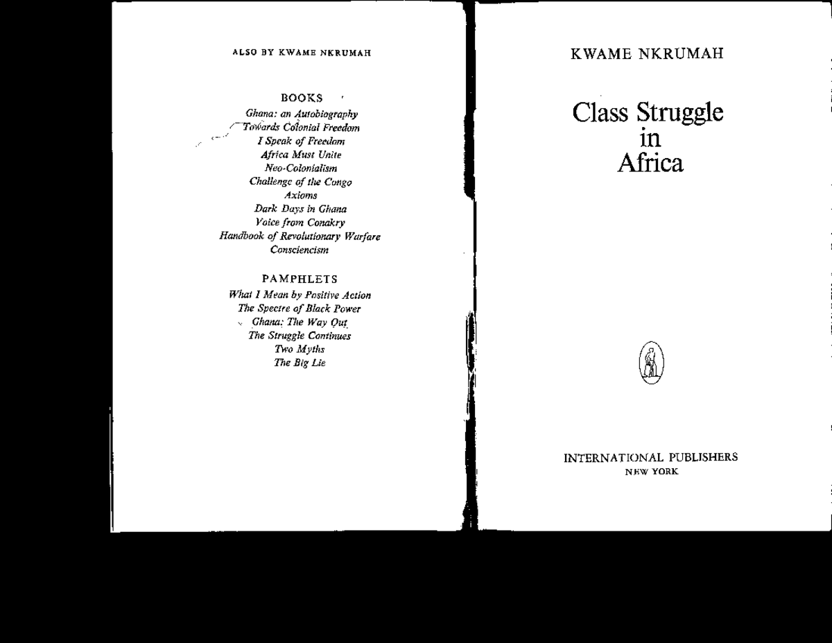 Class Struggle in Africa by Kwame Nkrumah - Conflict and peace in 20th ...