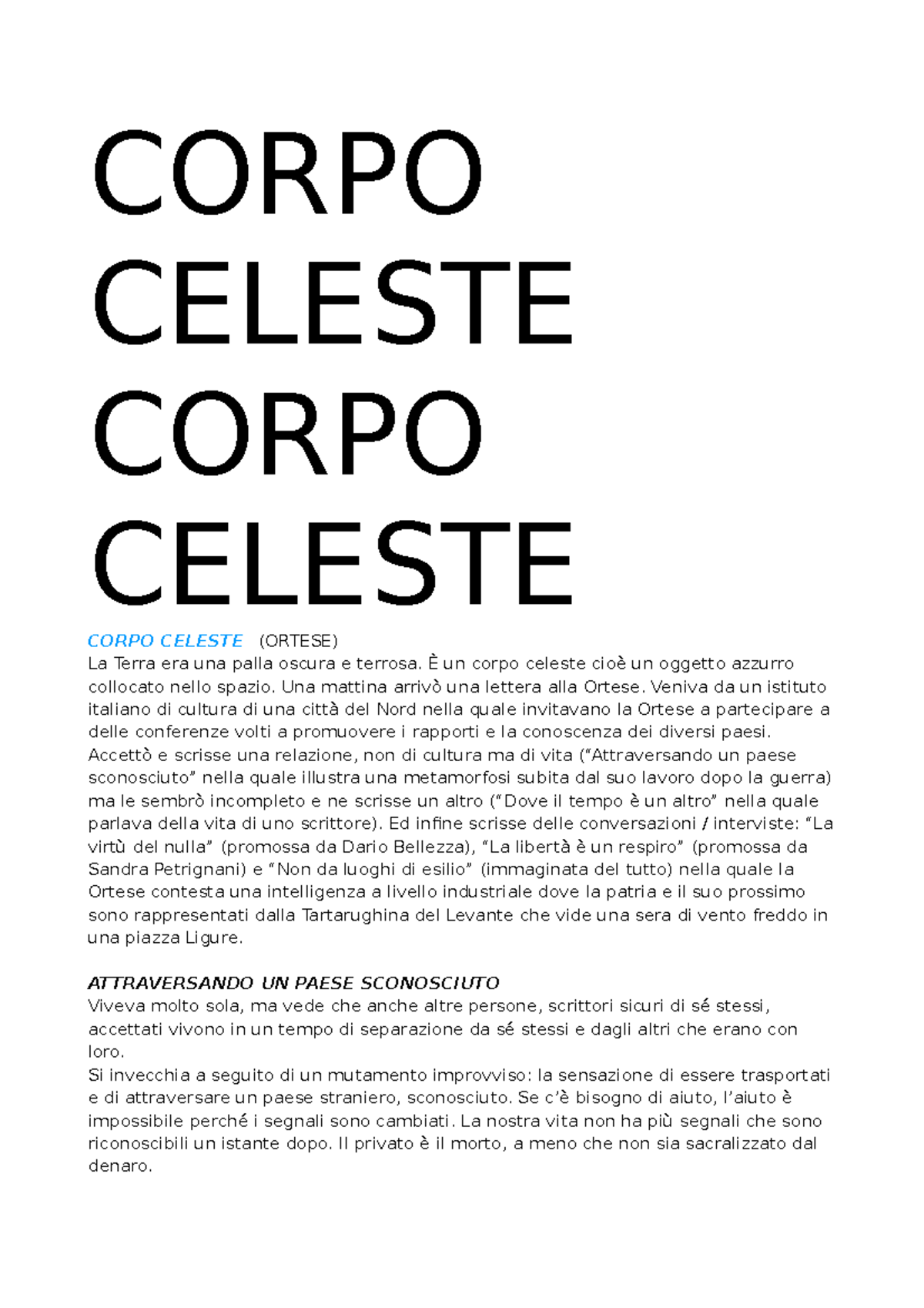 Corpo Celeste - CORPO CELESTE CORPO CELESTE CORPO CELESTE (ORTESE) La ...