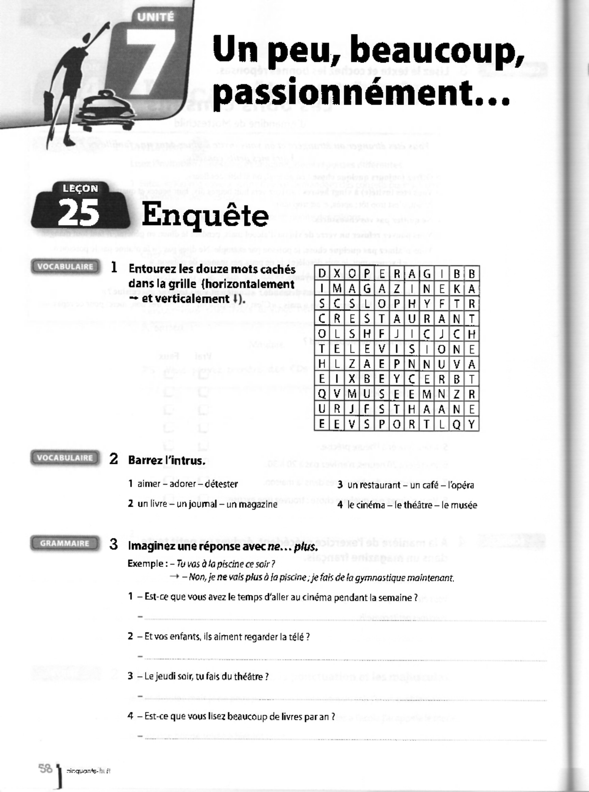 Cahier lecon 5 - This is the french practice for lesson 5 - Un peu ...