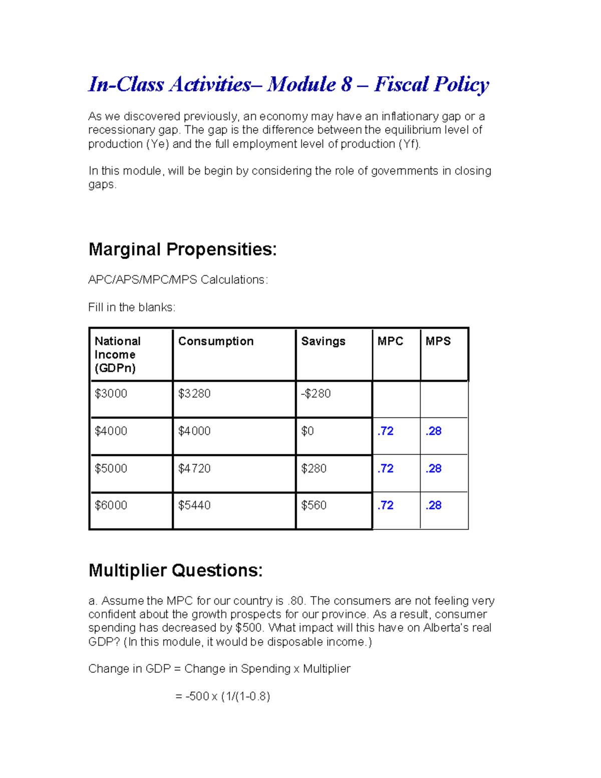 Mod 8 - Fiscal Policy - Questions - In-Class Activities– Module 8 ...