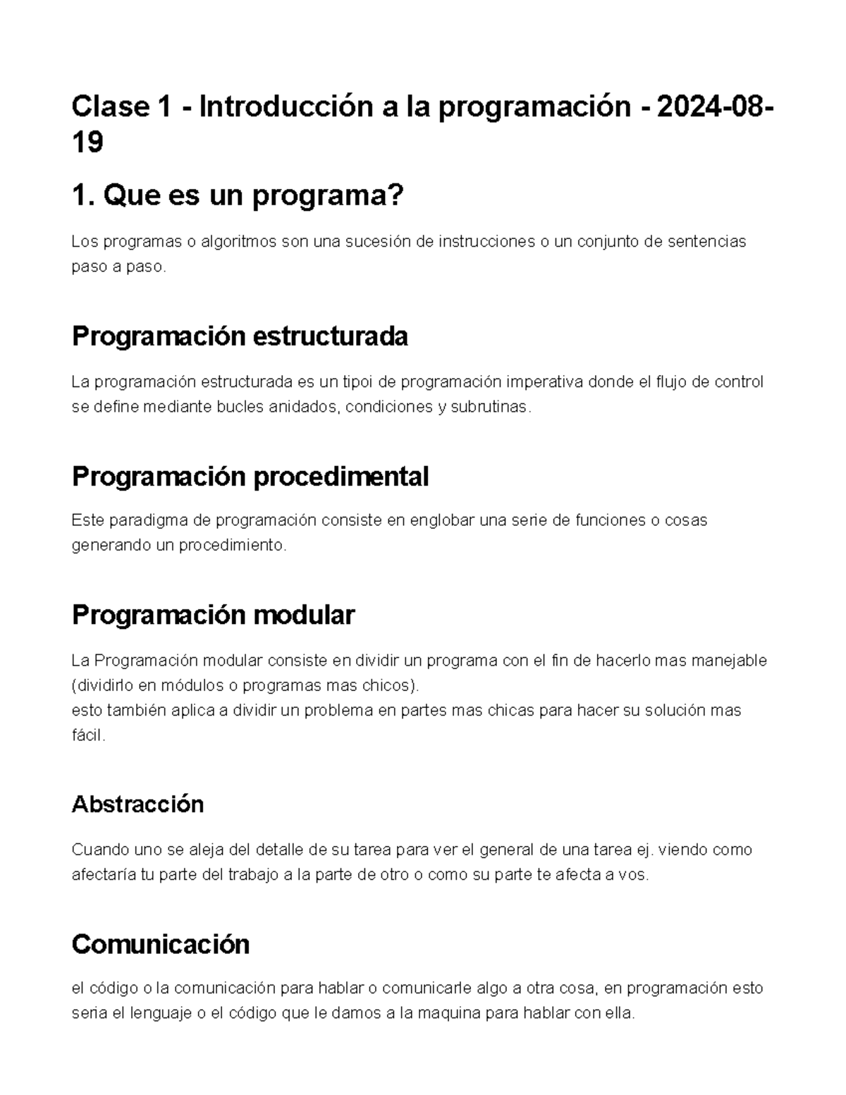 Clase 1 - Introducción a la programación - Que es un programa? Los ...